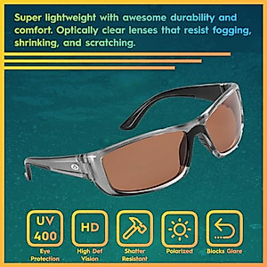 Flying Fisherman Polarized Sunglasses with 100% UVA & UVB Protection for Fishing, Biking, Golf, Hiking, Beach, Driving – BUCHANAN, Gunmetal Frames with Copper Tinted Lenses (7719GC)