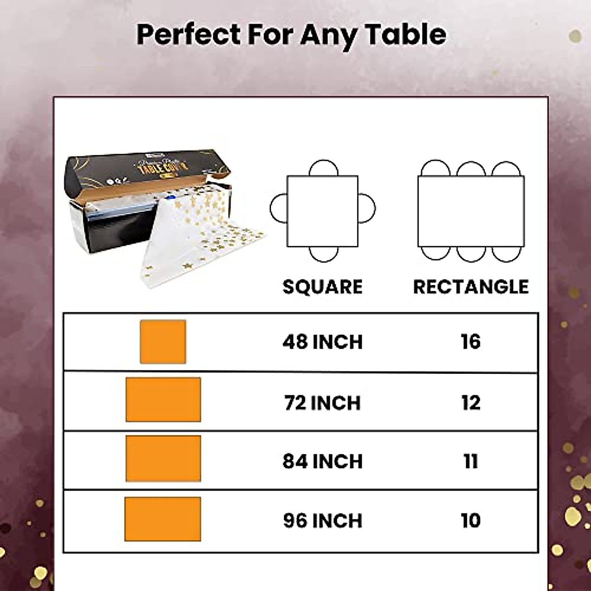 Plastic Gold Star Tablecloth Roll 54" x 98 ft Round Rectangle Square Tables Picnic Camping Party Table Cloths Disposable Tablecloths for Parties Birthdays Weddings Twinkle Little Stars Tables Cover