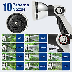 Retractable Garden Hose Reel by BSTOKCAM, 1/2" x 100ft Hybrid Rubber Hose, Heavy Duty Water Hose Reels Automatic Rewind Storage, 10 Patterns Nozzle Included