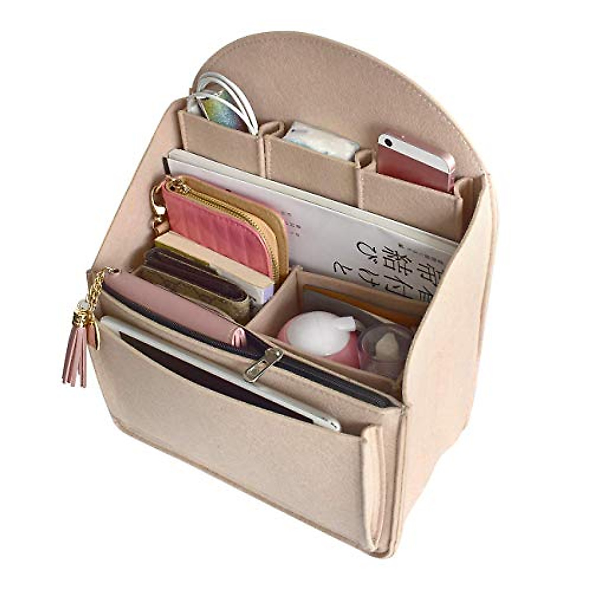 VANCORE Felt Backpack Organizer Insert for Rucksack Handbag Shoulder Bag (Beige,Small)