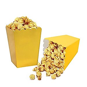 24 Pcs Popcorn Boxes Mini Paper Popcorn Box Cardboard Popcorn Container for Party, Gold