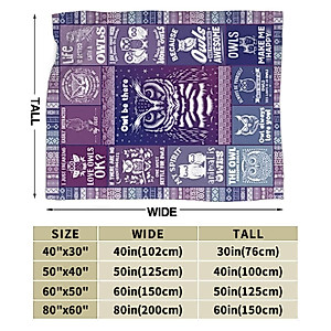 Homieblanket Owl Blanket for Boys Girls, Cute Owl Themed Design Printed Purple Throw Blankets for Kids Lap, Chair Sofa, Warm Soft Cozy Blanket, 40"x 50"