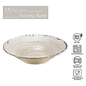 Supreme Housewares 16 Inch Melamine Serving Bowl Large Bowl Mixing Bowl BPA-Free Food Bowl for Charcuterie, Food, Fruit, and Salad (Crackle, Cream)
