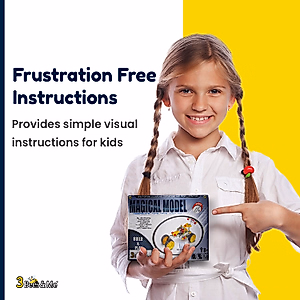 3 Bees & Me STEM Car Building Erector Toy Kit | Educational Metal Project for Boys and Girls Aged 8-11 Years Old (Ages 6-7 with Help) Beginner Gift Set for STEM Learning and Junior Engineers