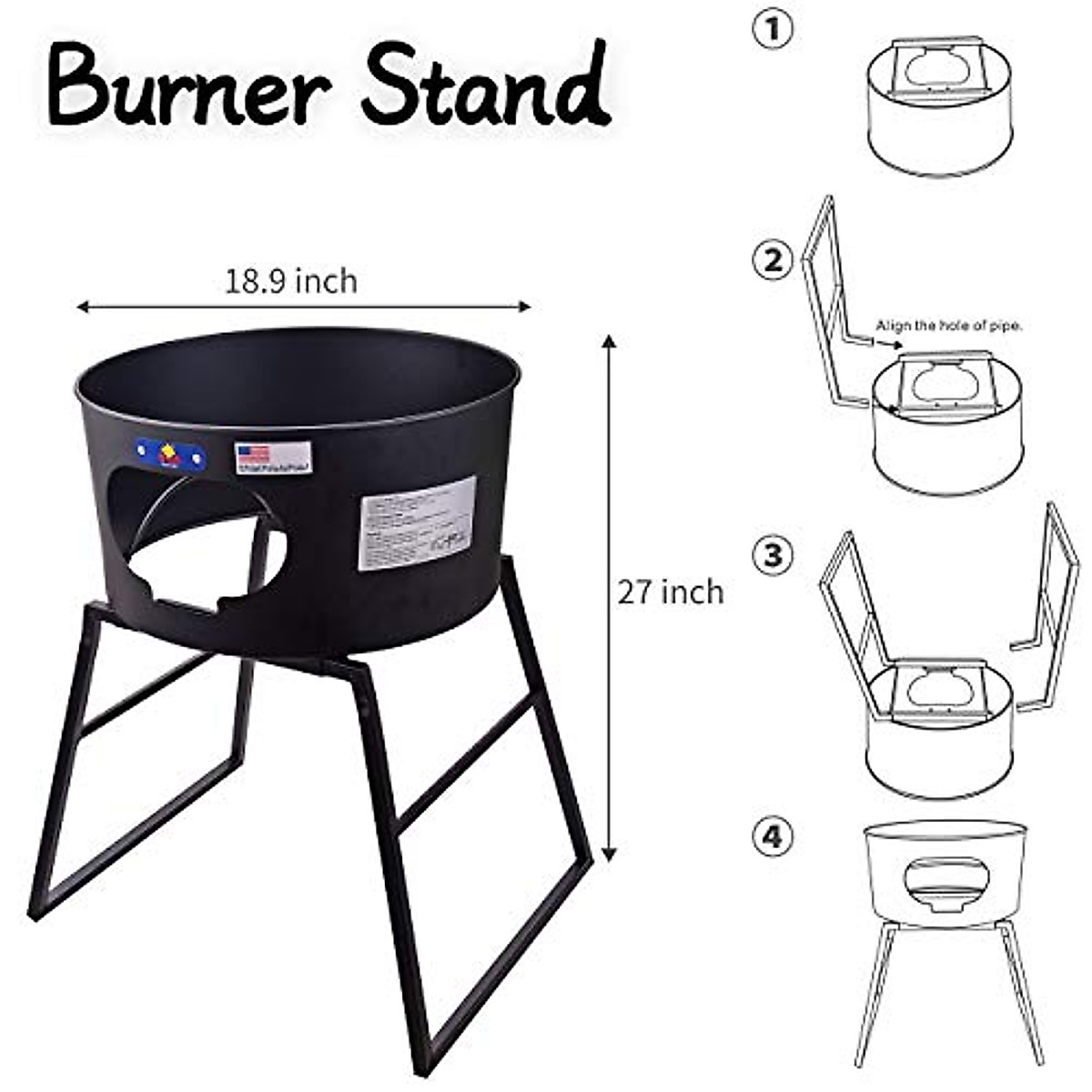 ARC, 23" Heavy Duty Stainless Steel Concave Comal Set with 80,000BTU Propane Burner Stove and Burner Stand, Discada Disc Cooker, Great for Backyard and Outdoor Cooking