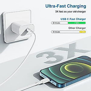 2 Pack iPhone 13 12 11 Fast Charger Block, Type C Fast Charging Charger Adapter with [Apple MFI Certified] USB C to Lightning Cable 6 ft Compatible with iPhone 14 13 12 11 Pro Max Mini…