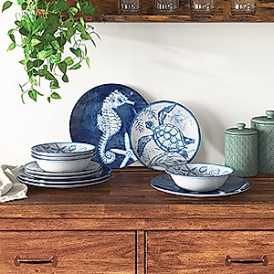 Certified International Oceanic 12 piece Melamine Dinnerware Set, Service for 4, Multi Colored