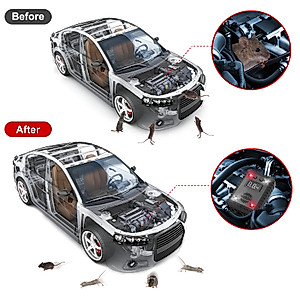 2 in 1 Repeller,Under Hood Professional Mouse Repeller and Indoor Ultrasonic Rat Repellent Mice Deterrent with Strobing Light,12 24V Vehicle Auto Truck RV or Battery Model for Outdoor Indoor