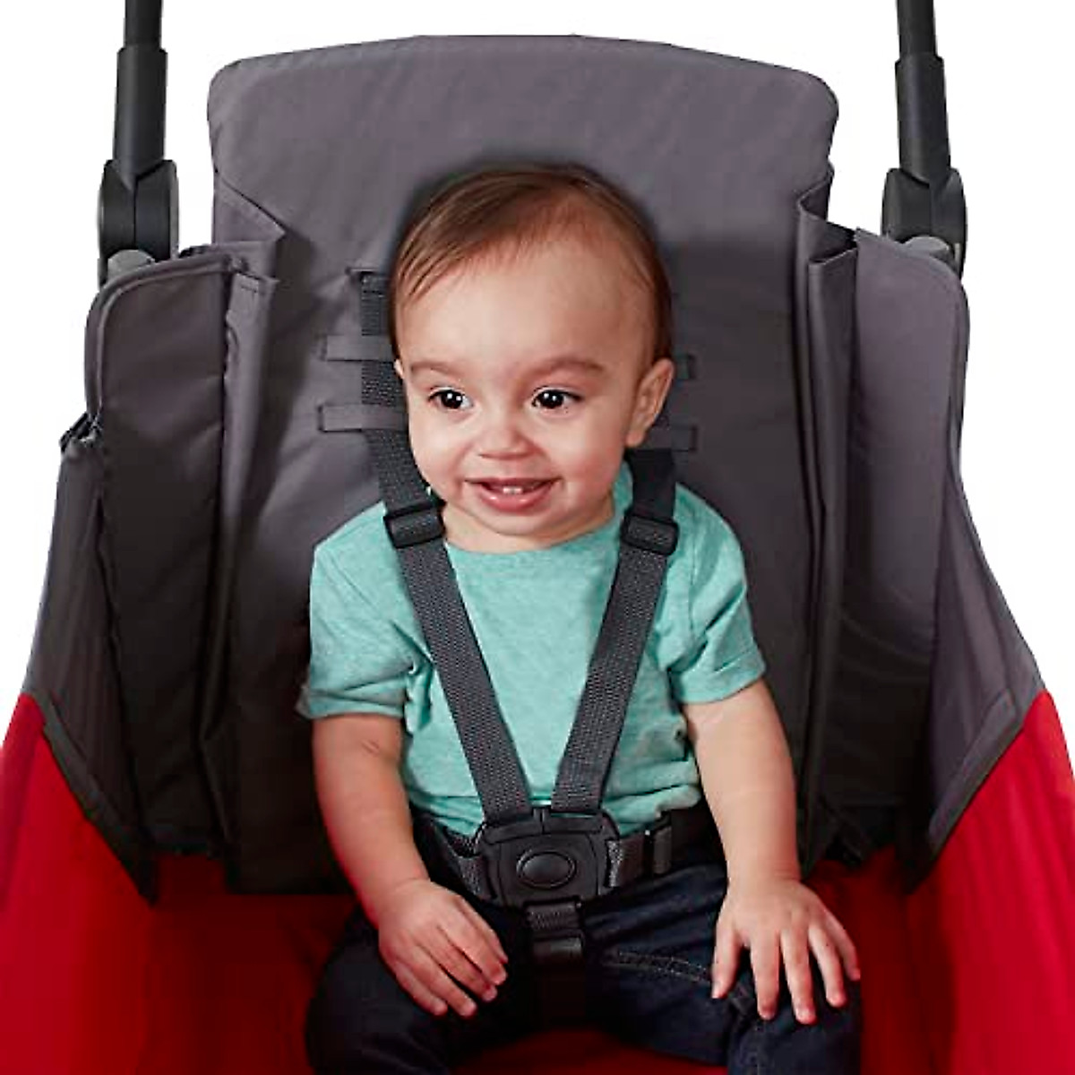 Radio Flyer Discovery Stroll 'N Wagon with Canopies, Folding Wagon with Single Recline Seat, for 1+ Years