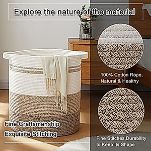 OIAHOMY 80L Laundry Baskets-Laundry Hamper,Storage Basket with Handles,Decorative Basket for Living room,Woven Storage Basket for Toys Bin,Pillows, Blankets,Clothes-20x18in-Gradient Yellow