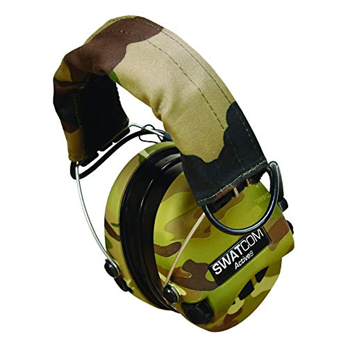 Swatcom Active8 Waterproof Military Spec Electronic Hearing Protection Headset - Headband (Carbon Fiber Cups - Black Leather Headband)