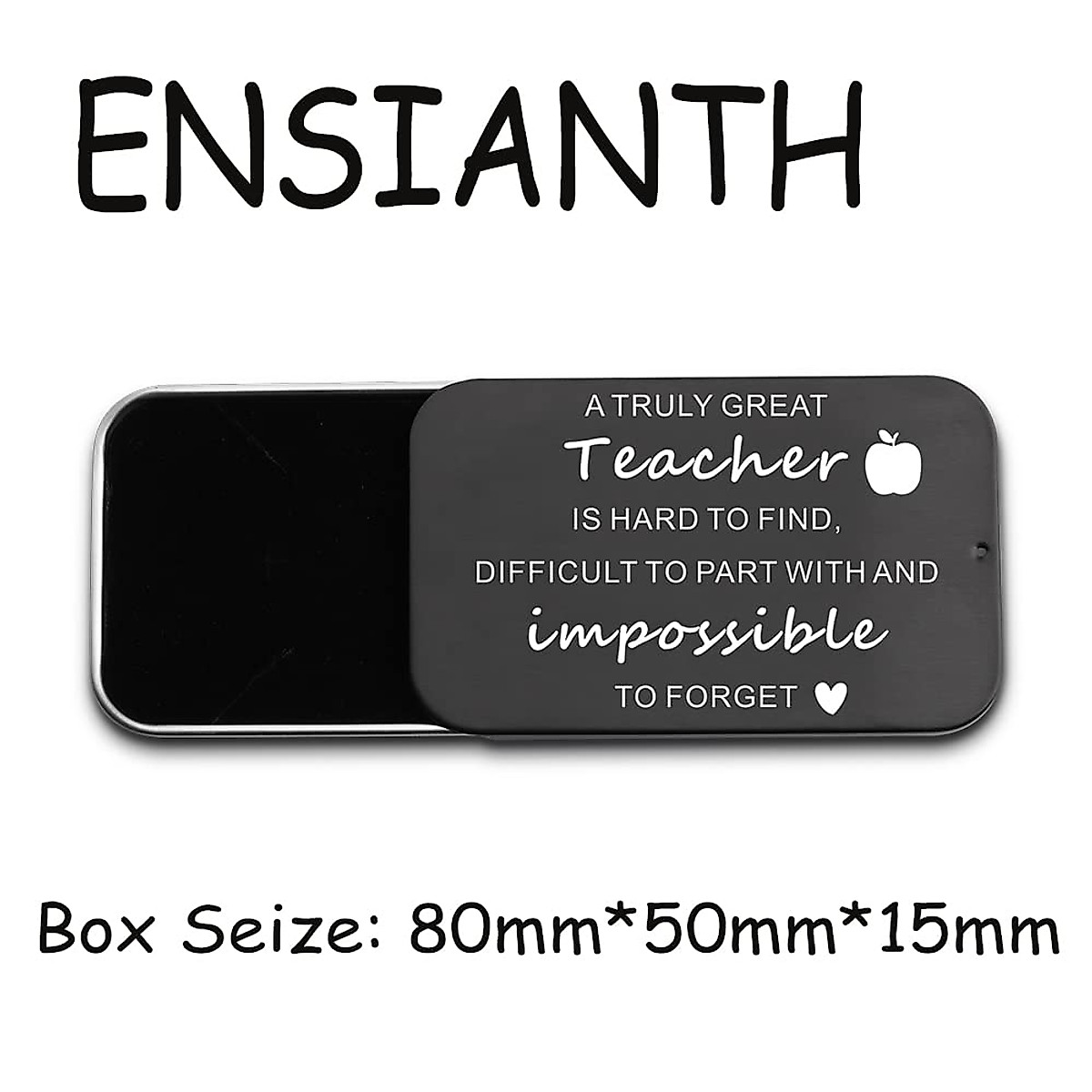 ENSIANTH Teacher Necklace with Apple Pendant, 26 inches, Stainless Steel, Thank You Gift for Female Adults (B Apple YNE RG)