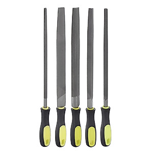 HARFINGTON Metal File Set 10" High Carbon Hardened Steel Cut Hand Rasp with Plastic Handle for Deburring and Removing Material (Round, Half-Round, Triangular, Flat, Square)