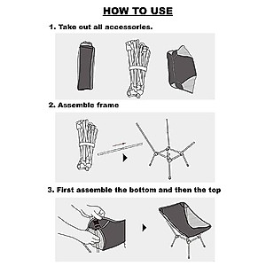 DRAXDOG Camping Chair, 2 Way Compact Backpacking Chair, Portable Folding Chair, Beach Chair with Side Pocket, Lightweight Hiking Chair Low Back Chair 002 (Black Set)