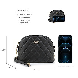 Emperia Small Cute Faux Leather Dome Series Crossbody Bags Shoulder Bag Purse Handbags for Women Alice Quilted Black