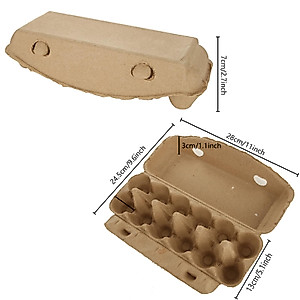 20 Pack Egg Cartons Egg Holder Countertop Paper Egg Cartons 2x6 Style Blank Natural Pulp Egg Cartons Holds Up to 12 Eggs, Sturdy Design Made from Recycled Cardboard
