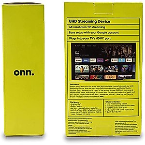 ONN Android TV 4K UHD Streaming Device with Voice Remote Control Google Assistant & High Speed HDMI Cable (100026240)