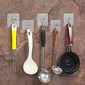 Adhesive Hooks for Hanging Heavy Duty Wall Hooks Self Adhesive Towel Coat Hooks Waterproof Transparent Hooks for Bathroom Shower Kitchen Keys Door Outdoor Home Improvement Utility Hook 12 Pack