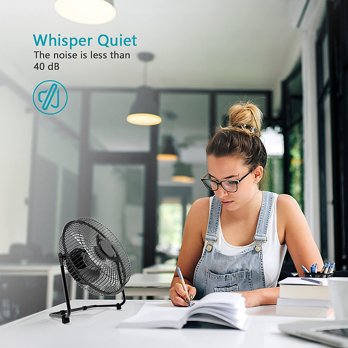 9 Inch USB Rechargeable Desk Fan, 6700mAh Battery Operated Fan, Mini Portable Table Fans with 2 Speeds Strong Airflow, Quiet and 360°Rotate, Desktop Small Personal Fan for Home Office Outdoor Travel