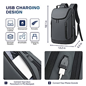 Konelia Slim Business Smart Backpack for Men Waterproof fit 15.6 Inch Laptop Travel Backpack with USB Charging Port