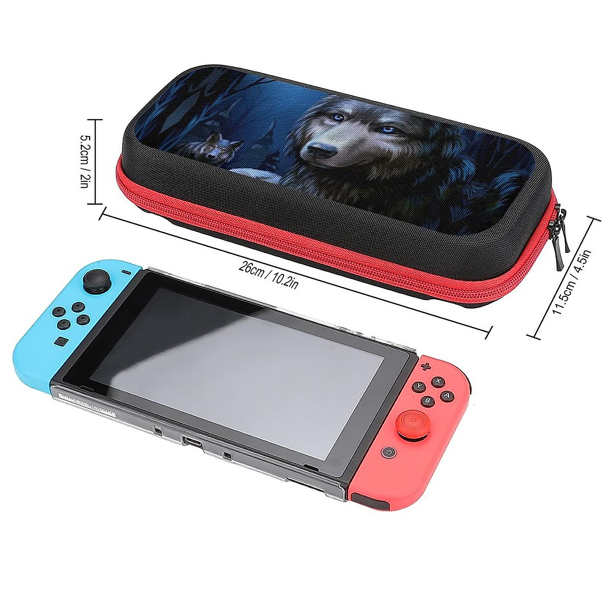 Moon Wolf Carrying Case for Nintendo Switch Portable Hard Shell Pouch Travel Game Bag for Accessories Holds Game Cartridge