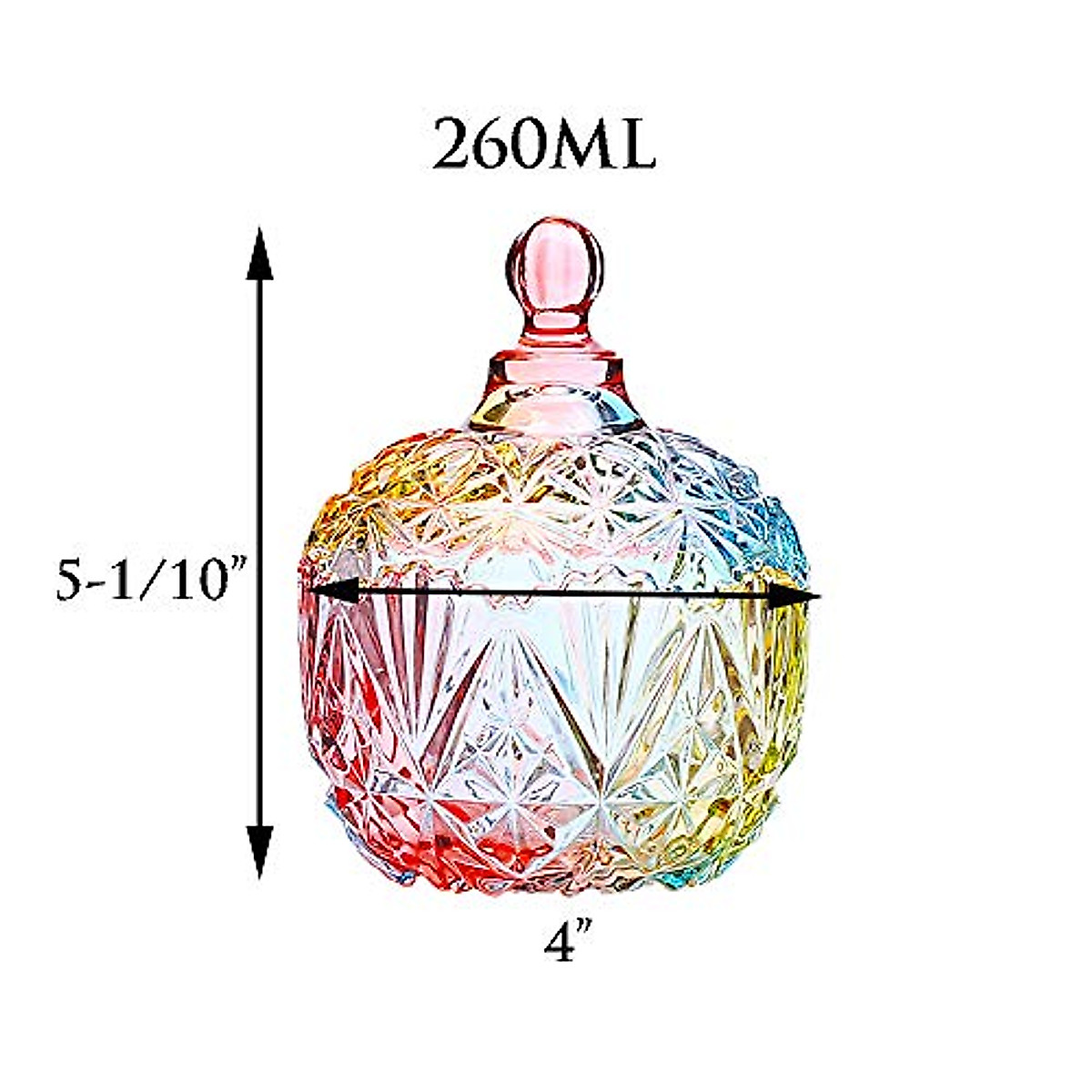 Danmu 1Pc Colorful Glass Storage Jar, Candy Jar with Lid, Cookie Jar, Jewelry Box Buffet Jar Biscuit Containers (260ml / 9oz)