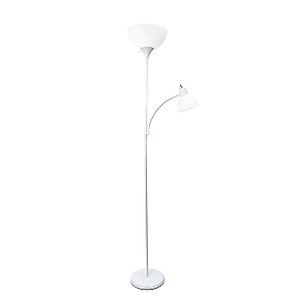 Simple Designs LF2000-WHT Mother-Daughter Floor Lamp with Reading Light, White