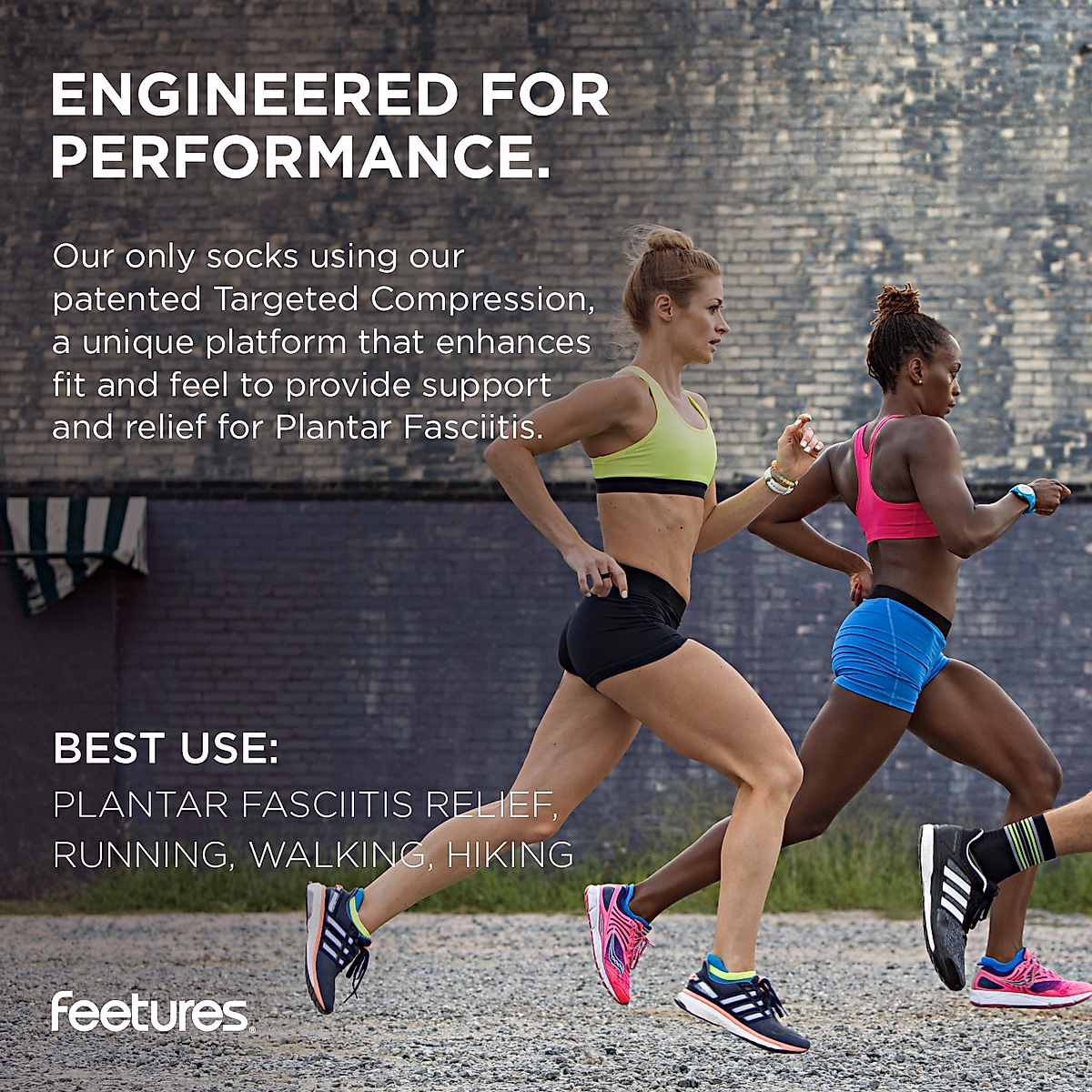 Feetures Plantar Fasciitis Relief Sock Ultra Light No Show Tab- Compression Sock for Men & Women