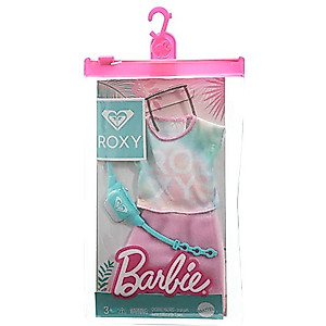 Mattel Stylish Roxy Outfit for Barbie - GRD42 ~ Soft Pink Skirt ~ Roxy Print Shirt ~ Sunglasses and Fanny Pack