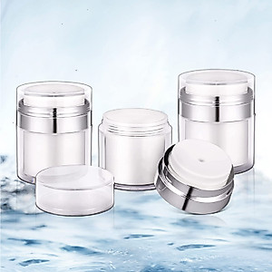 Airless Pump Jar, 5PCS Cream Jar Vacuum Bottle Refillable Travel Containers for Toiletries, Airless Pump Bottles for Lotions And Creams(0.5 Oz/15ml)