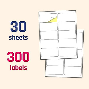 (2" x 4") 30 Sheets, Printable White Sticker Labels, Laser/Inkjet Printing - Matte, 10 per Page