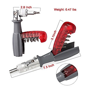 Deselen Ratcheting Screwdriver with Magnetic Bit Ratchet, Multi Bit Set, 10 in 1 Screwdriver Small Pocket Stubby Design, 1 Pack All in One Screwdriver (Red)
