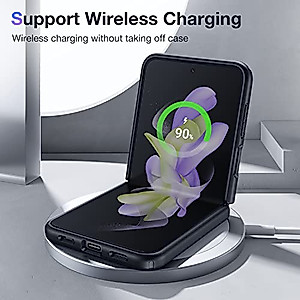 Humixx for Samsung Galaxy Z Flip 4 Case with 2X HD Lens Protector, [Mil-Grade Protection][Anti-Fingerprint] Translucent Matte Hard PC Back with Soft TPU Edge & Airbag Shock- Black