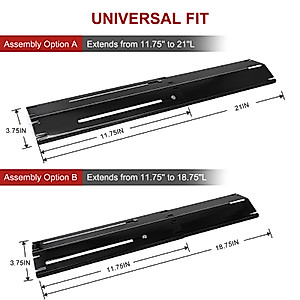 Universal Adjustable Grill Heat Plates/Heat Tents/Burner Covers/Heat Deflectors/BBQ Grill Heat Shields/Grill Cover Plates/Grill Diffuser for Gas Grill, Porcelain Steel Grill Replacement Parts (5-Pack)