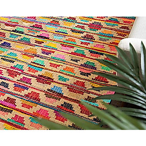 Unique Loom Chindi Trellis Collection Southwestern, Geometric, Modern, Bright Colors Area Rug (5' 0 x 8' 0 Rectangular, Multi/Beige)
