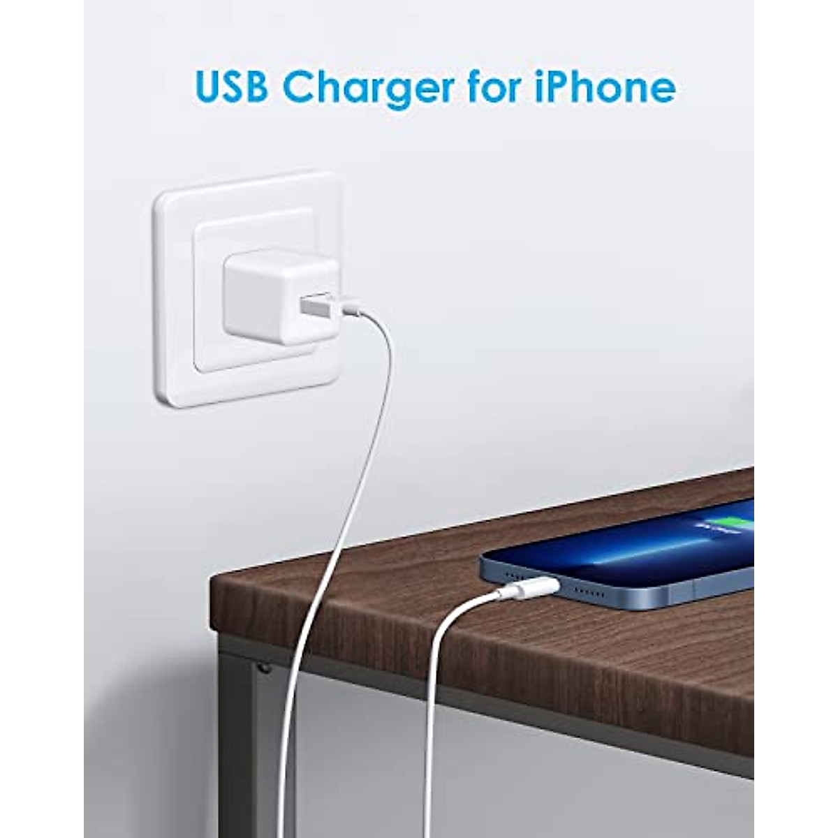 BRASAG iPhone Charger [MFi Certified] USB Wall Charger Travel Plug with 6ft Charging Cord 2-Pack USB to Lightning Cable Fast Charging for iPhone 14/13/12/11/SE/XR/8/8Plus/7/6/5/SE