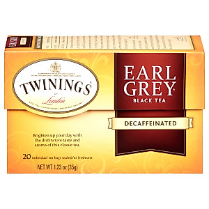 Twinings Earl Grey Decaf Black Tea - Refreshing Earl Grey Decaffeinated Tea Bags with the Flavor of Bergamot and Citrus, Individually Wrapped Decaf Tea Bags, 20 Count