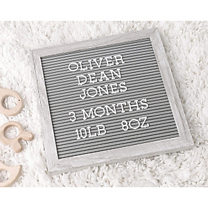 Little Pear 10" x 10" Letterboard Set, Includes 188 Letters, Perfect Message Board for Home or Rustic Nursery, or use for Photo Sharing, Baby Announcement, Gray