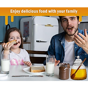 Eachave 16.9 Oz Honey Pot with Dipper, Glass Honey Jar and Dipper Set, Honey Dispenser, Beehive Honey Pot for Store Honey and Syrup(wooden stick)