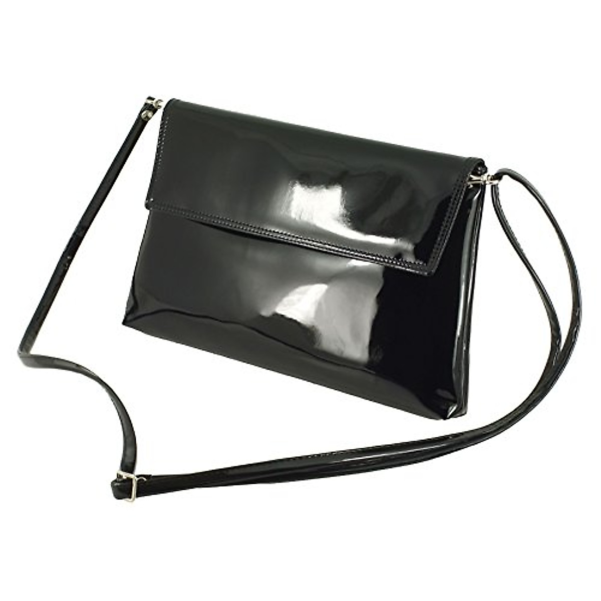 LONI Womens Charming Clutch Purse Shoulder Cross-body Bag Patent in black