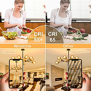 winshine E12 LED Bulb, 40W Equivalent, 3000K Soft White, Dimmable Candelabra LED Light Bulbs for Chandelier, Edison A15 LED Light Bulbs E12 Small Base for Ceiling Fan, 120V, CRI85+, 400LM, 8 Pack
