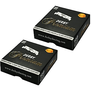 Derby Premium Single Edge Razor Blades, Razor Blades, Single Edge, Ultra Sharp, Chromium - Ceramic - Platinum - Tungsten and Polymer Coated Edges (2)