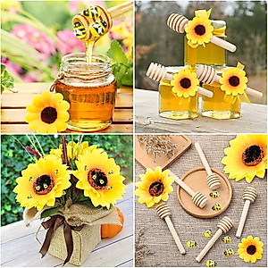 H1vojoxo 135PCS Honey Bee Dipper Artificial Sunflowers Craft Set, Honey Bee Dipper with Sunflowers Craft Kits, Honey Bee Dipper Sunflowers Decor, Honey Bee Themed Party Decor, Sunflowers Party Favor