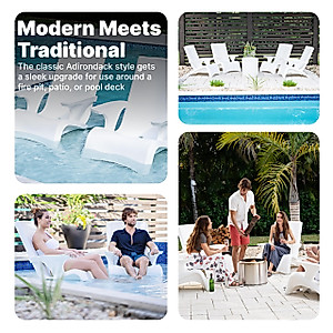 Step2 Vero Adirondack Chair, Stylish Poolside Lounger, Fade-Resistant, Waterproof Patio Furniture for Sun Shelf, Use in Pools up to 9-Inches of Water, Weighted, White