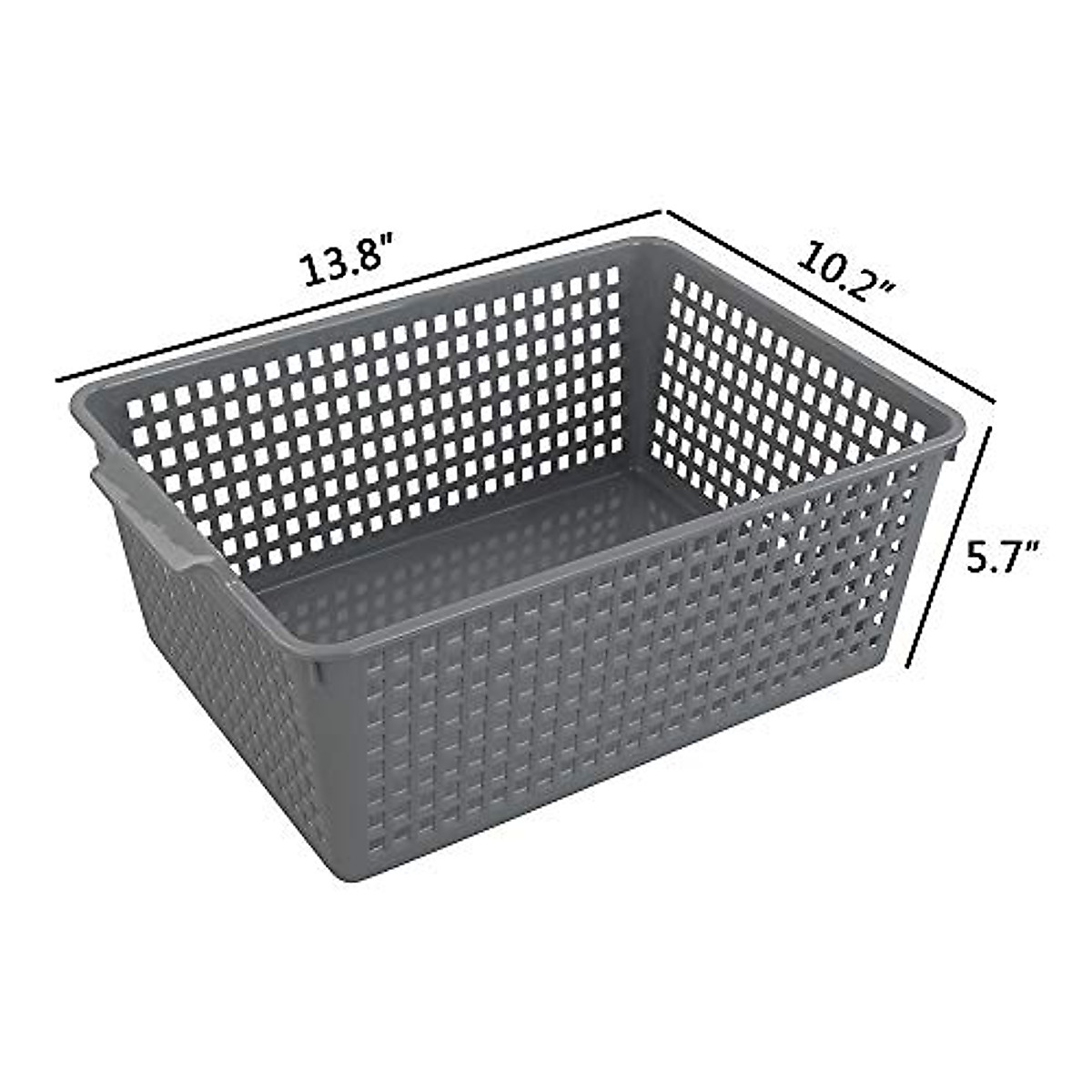 Gloreen Grey Plastic Weave Basket, Multipurpose Storage Basket For Organizer, 3 Packs