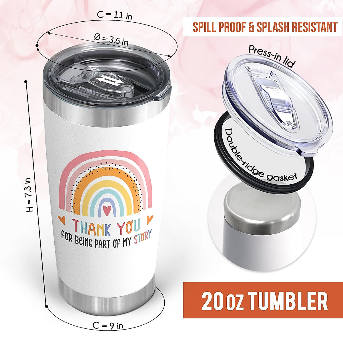 OASSIE Teacher Appreciation Gifts - 20 oz Stainless Steel Insulated Coffee Tumbler With Lid - Teachers Day Thank You Graduation College Back To School Birthday Gifts for Women Coworkers Friends