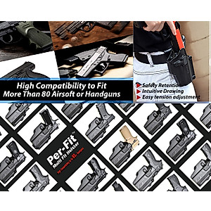 Multi-Fit Gun Holster Fits 80+ Pistols, OWB Tactical Holster for Glock/Sig Sauer/CZ/Ruger/Springfield/Beretta/S&W M&P/1911/Taurus/HK/CZ/Walther, 360° Adjustable Open Carry Holster - Right Handed