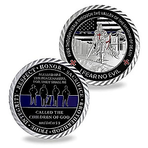 Thin Blue Line Lives Matter Police Officer Law Enforcement 3D Challenge Coin