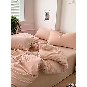 Nanko Peach Coral King Size Comforter Set, Soft Microfiber Down Alternative Duvet Insert, Modern Farmhouse Neutral Spring Decor Bedding Sets Bed in a Bag for Women Men Teen Girls, 104 x 90 inch 3pcs