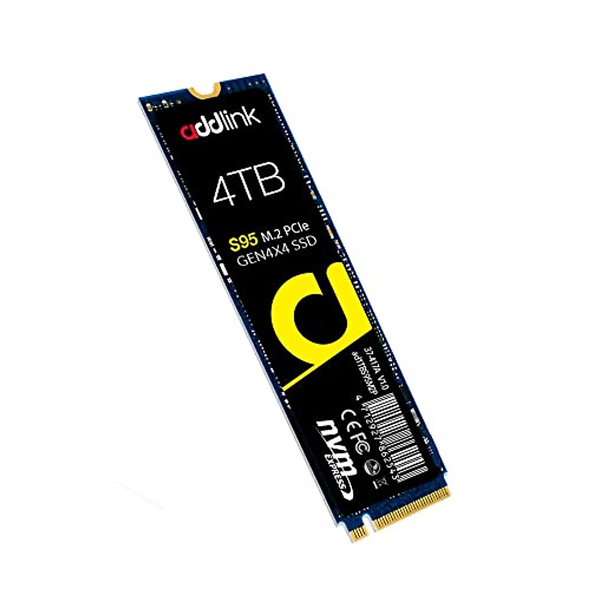 Addlink S95 4TB SSD for PC Storage Upgrade 7200 MB/s Maximum Read Speed PCIe NVMe Gen4 Internal Solid State Hard Drive - M.2 2280 TLC 3D NAND SSD (ad4TBS95M2P) Made in Taiwan